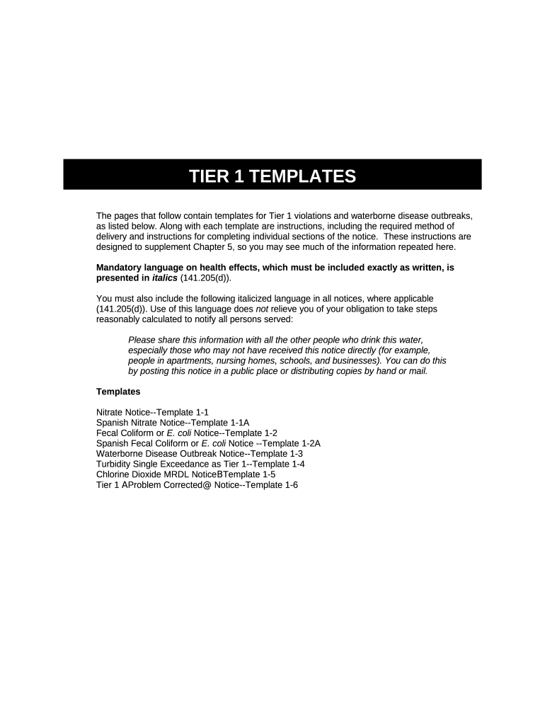 Tier 1, Tier 2, Tier 3 Violation Templates - Water s Doc Template ...