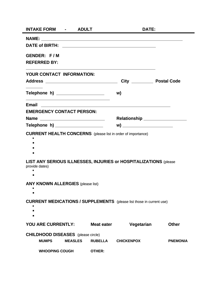 Intake and Waiver for Services Doc Template | pdfFiller