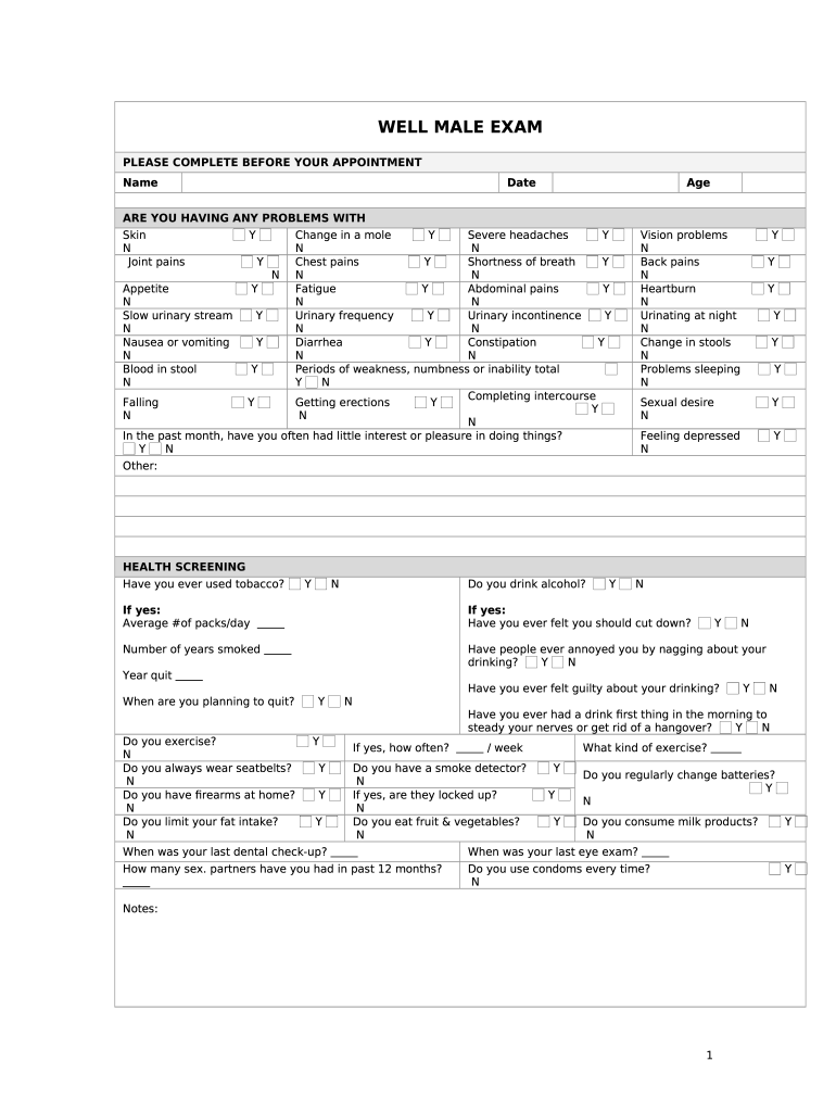 well male exam Doc Template | pdfFiller