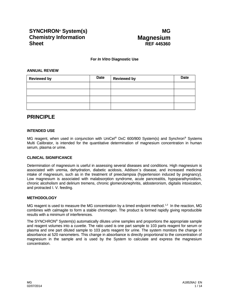 SYNCHRON System(s) Chemistry Ination Sheet ... Doc Template | pdfFiller