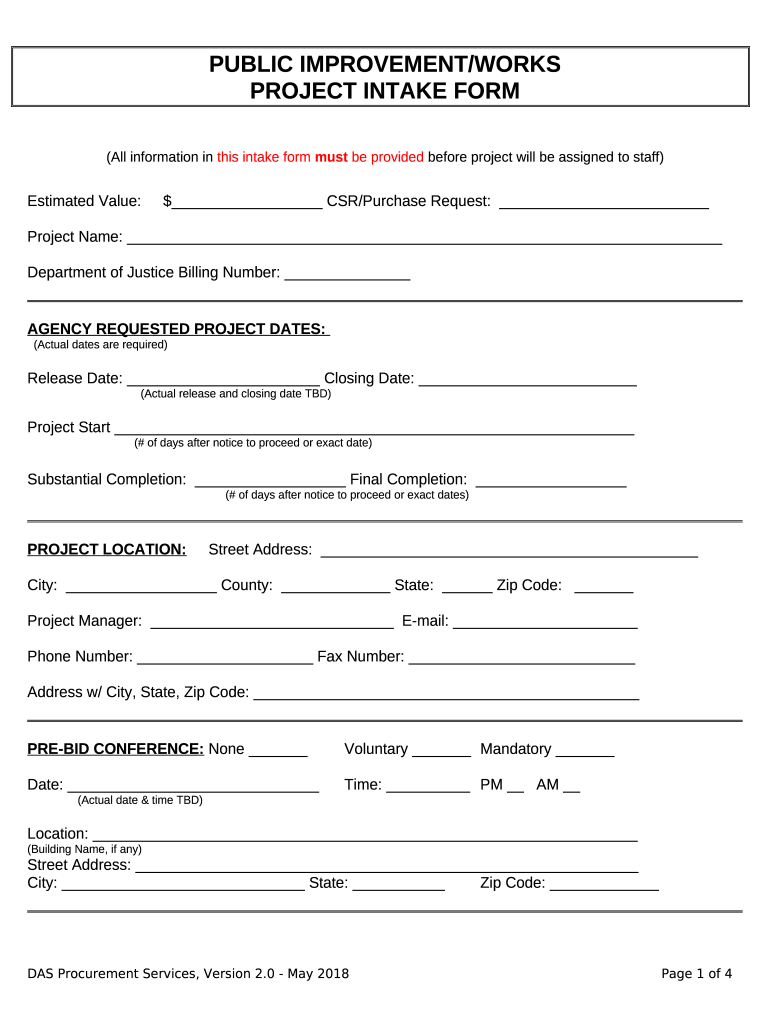 Public improvement/works project intake Doc Template | pdfFiller