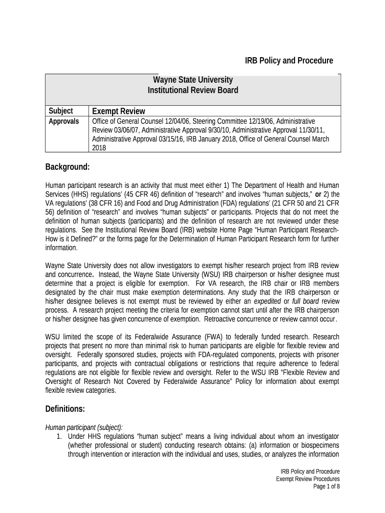 Institutional Review Board Deviations and Violations Policy ... Doc Template | pdfFiller