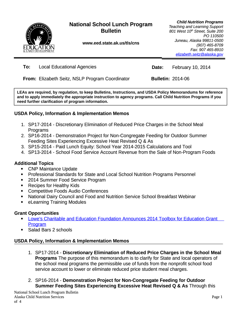 Summer Food Service Child Nutrition Programs Program ... Doc Template ...