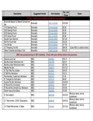 Fillable Online Gunsmithing Tool List Fax Email Print - pdfFiller