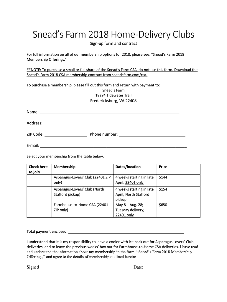 Fillable Online Sign-up form and contract Fax Email Print - pdfFiller