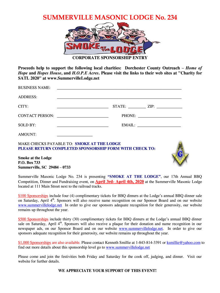 Fillable Online Hope Masonic Lodge Give 1800 to Five Local Charities Fax Email Print - pdfFiller