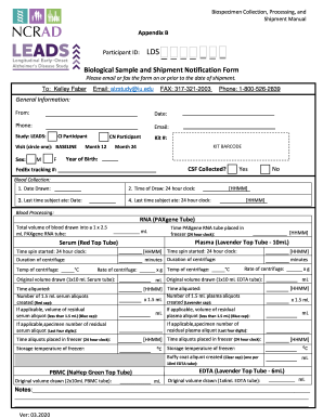 Fillable Online Biological Sample and Shipment Notification Form ...