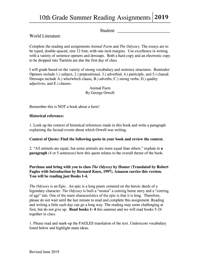 Fillable Online 10th Grade Reading Worksheets - SophomoresEreading ...