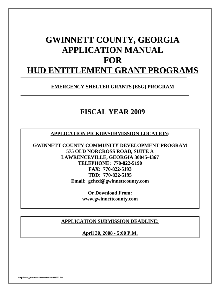 GWINNETT COUNTY, GEORGIA APPLICATION MANUAL FOR HUD ... Doc Template ...