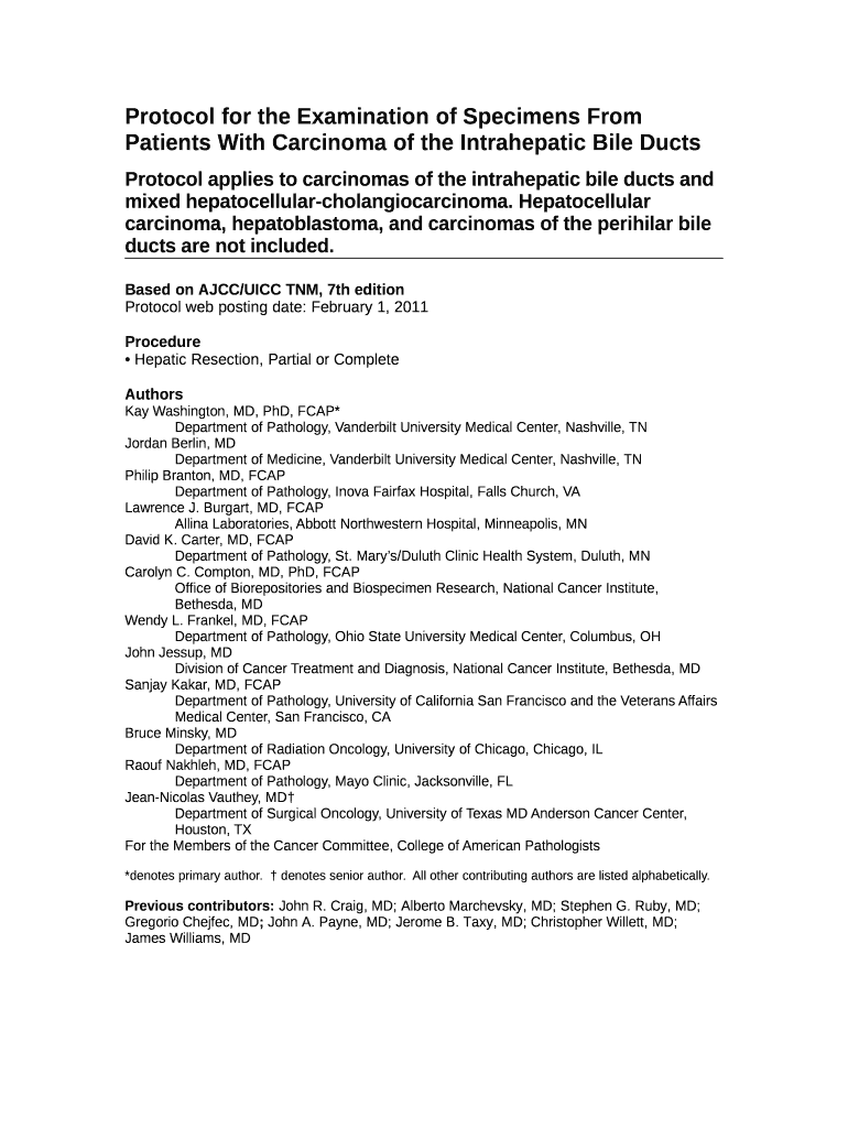CAP Cancer Protocol Intrahepatic Bile Ducts Doc Template PdfFiller
