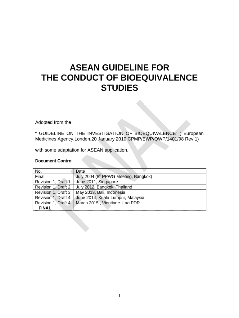 asean guideline for the conduct of bioequivalence studies Doc Template ...
