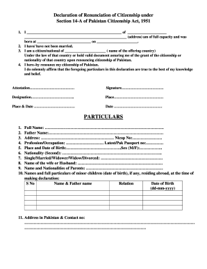 Fillable Online APPENDIX-XIX FORM X Declaration of Renunciation of ...