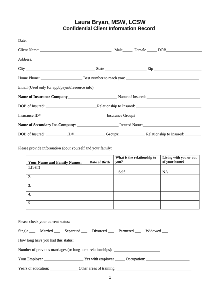 Laura Bryan, MSW, LCSW Doc Template | pdfFiller