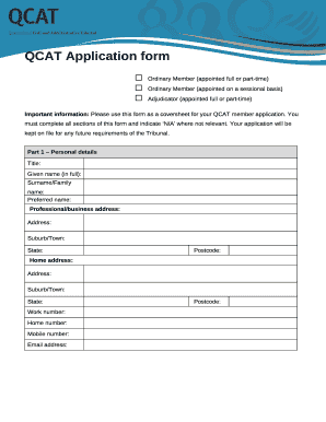 Ination Kit: QCAT Sessional Member Application Process Doc Template | pdfFiller