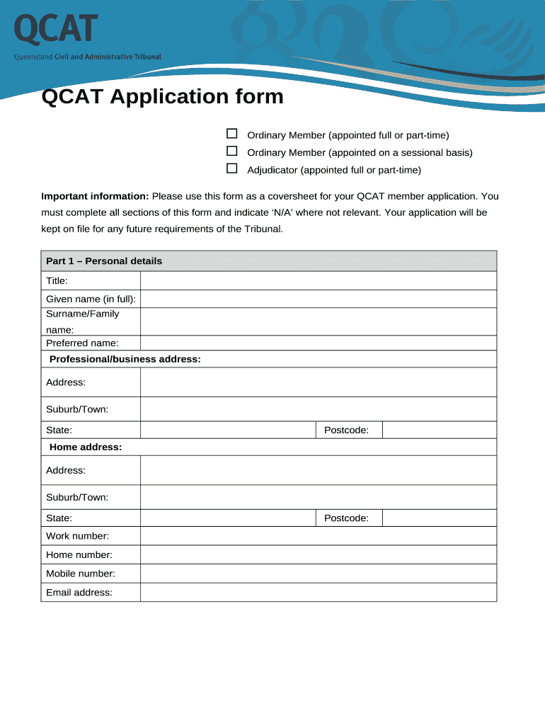 Ination Kit: QCAT Sessional Member Application Process Doc Template ...