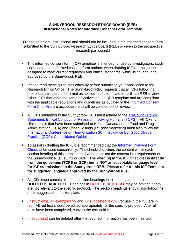 s and Guidelines - Research Ethics Office - Sunnybrook ... Doc Template | pdfFiller