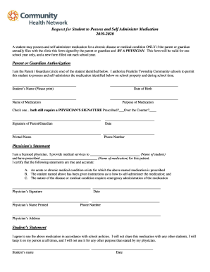 Fillable Online Medication Self-Carry Permission Form - Harford County ...