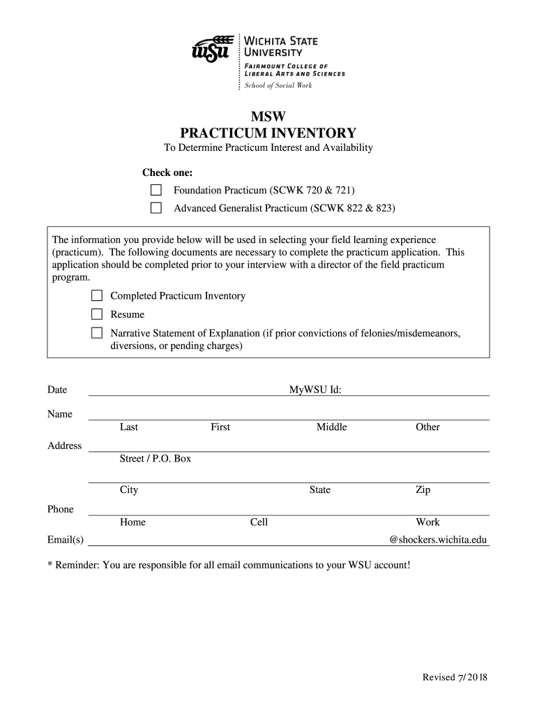 Fillable Online Application for Field Practicum Placement - DocsLib Fax Email Print - pdfFiller