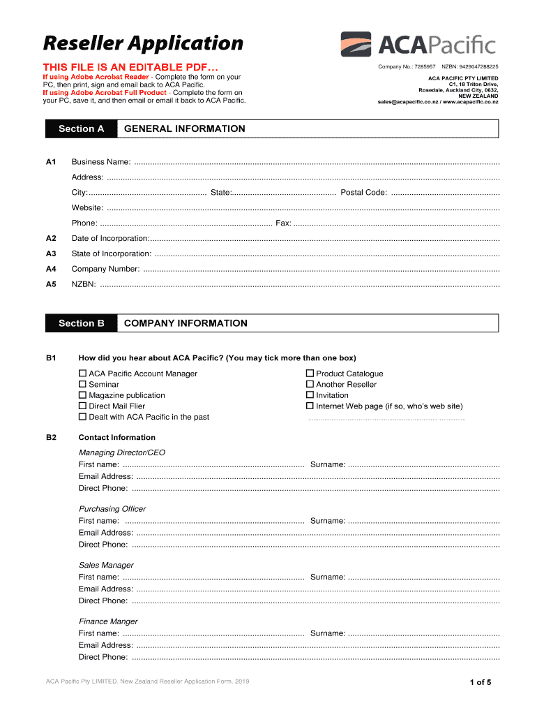 Fillable Online this file is an editable pdf - ACA Pacific Pty Ltd Fax ...