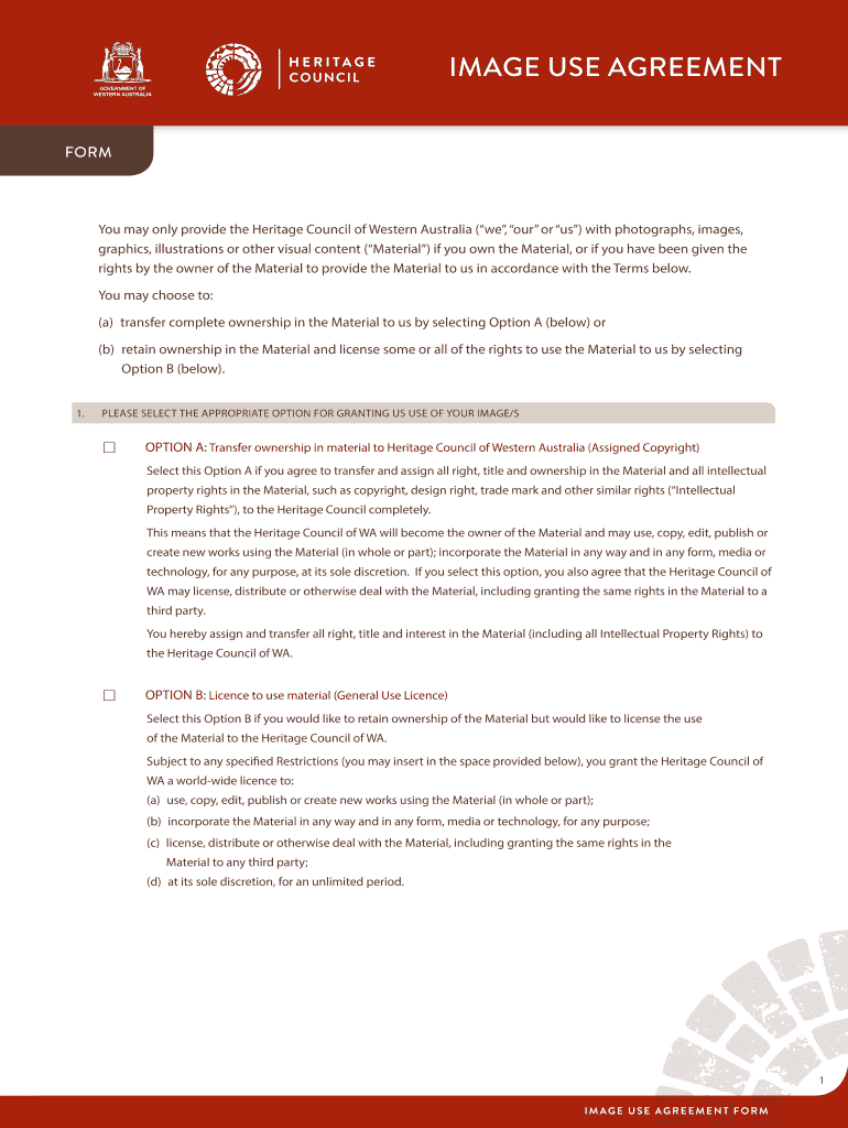 Image Use Agreement Form - Blank Fillable Template | Fill Out, Print ...