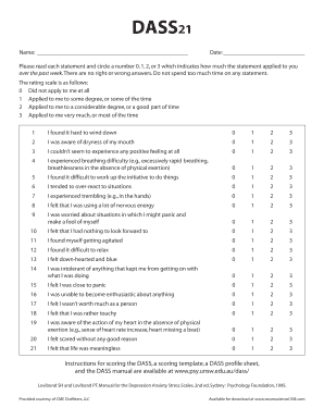 Fillable Online A Guide to the Depression, Anxiety and Stress Scale ...