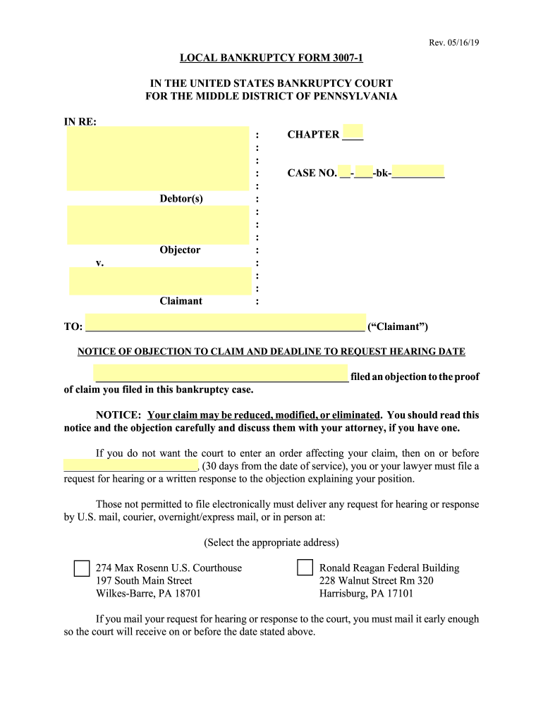 Fillable Online local bankruptcy form 3007-1 in the united states ...