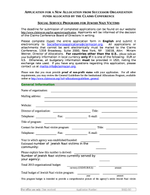 Application for an Allocation from the funds available to the Claims ...