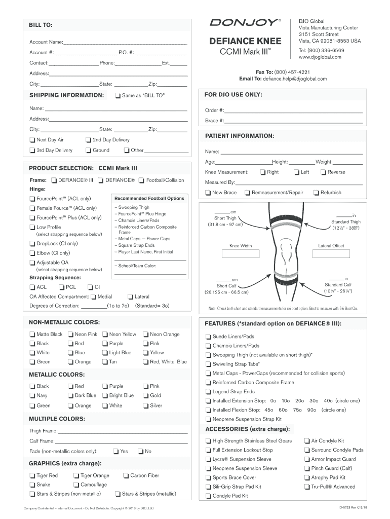 Fillable Online DEFIANCE KNEE Fax Email Print - pdfFiller