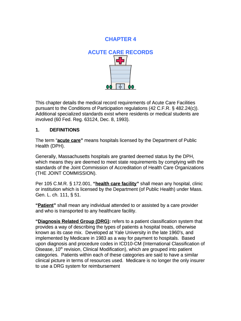 ACUTE CARE RECORDS Doc Template | pdfFiller