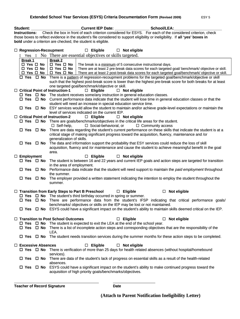 Extended School Year (ESY) Services - John F. Kennedy High ... Doc ...