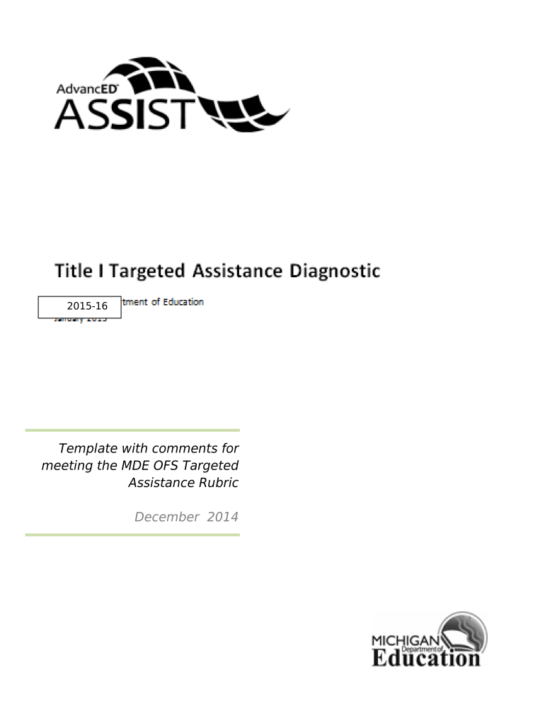 MDE - Title I Schoolwide and Targeted Assistance Planning Doc Template | pdfFiller