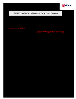 PRIVACY NOTICE for children in Early Years Settings Doc Template ...
