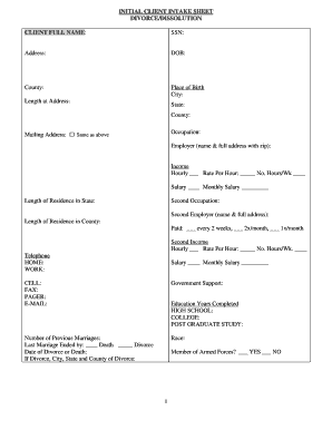 Fillable Online CLIENT INTAKE FORM - DIVORCE WITH CHILDREN Date ... Fax ...