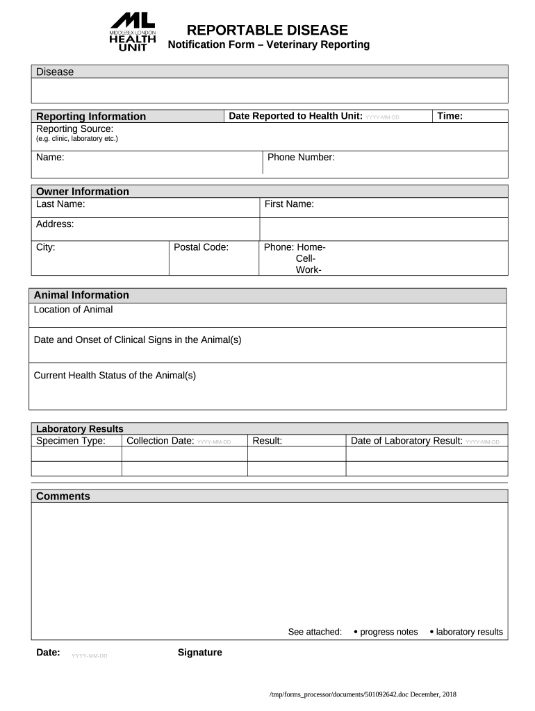 Veterinary Reportable Disease Doc Template | pdfFiller