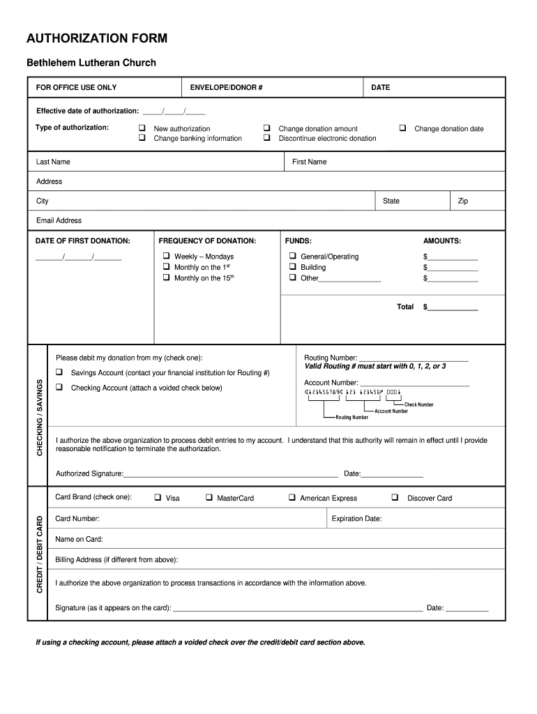 Fillable Online Simply Giving Authorization Form - Lutheran Church of ...