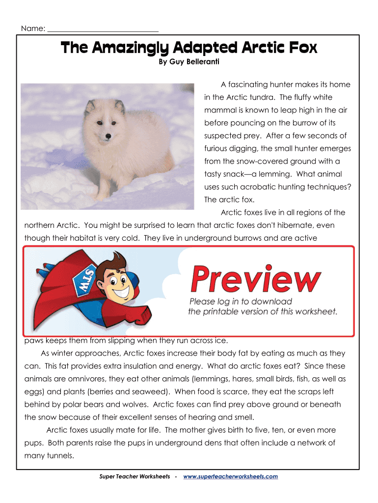 The Amazingly Adapted Arctic Fox Answer Key - Fill Online, Printable ...