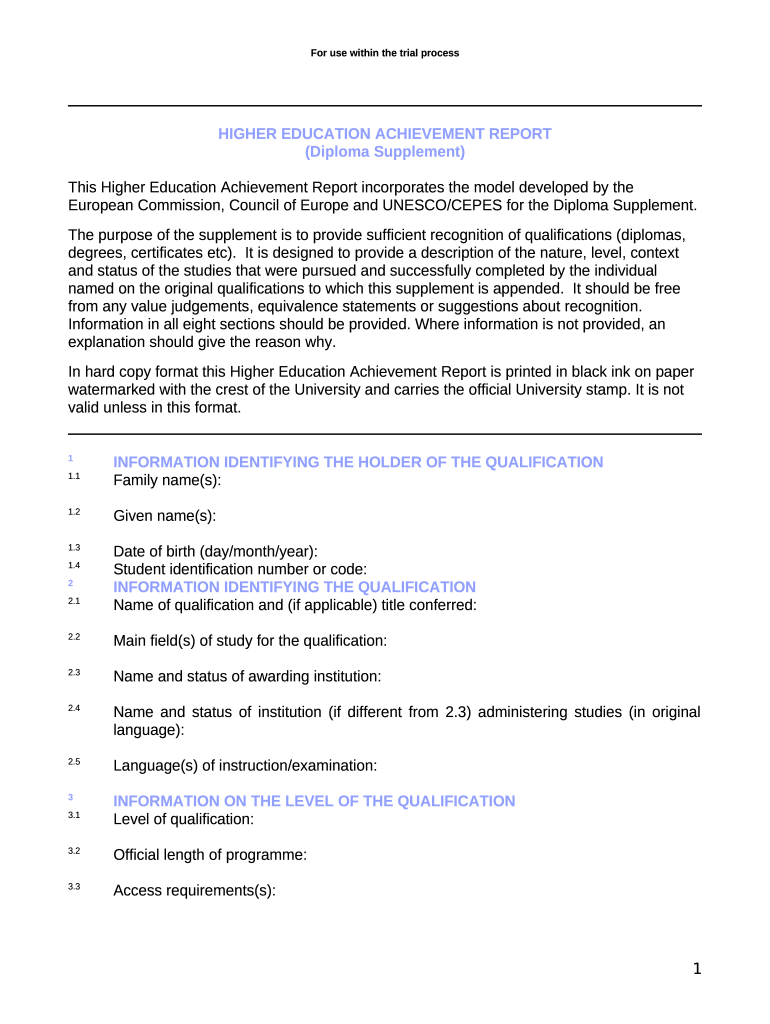 HIGHER EDUCATION ACHIEVEMENT REPORT Doc Template | pdfFiller