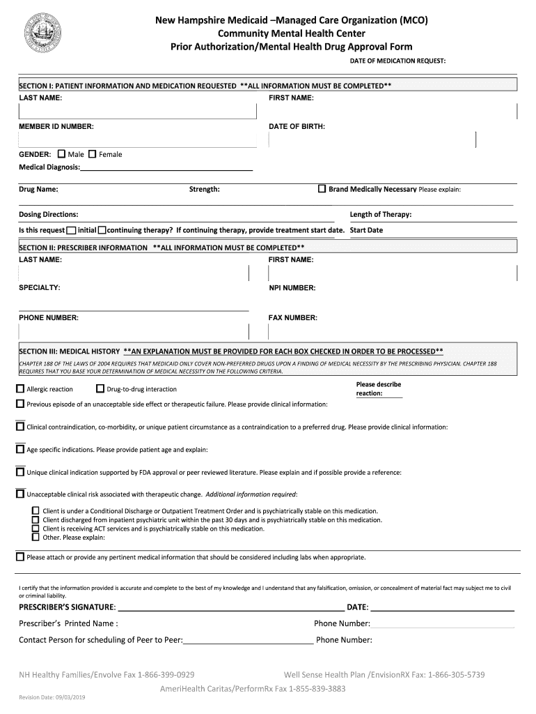 Fillable Online NHHF - Prior Authorization/Mental Health Drug Approval ...
