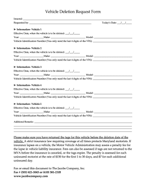 Fillable Online Vehicle Deletion Request Form.doc Fax Email Print ...
