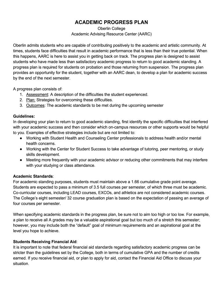 Fillable Online Academic Progress Plan .docx Fax Email Print - pdfFiller