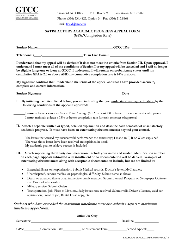 Fillable Online maximum time frame appeal form - GTCC Fax Email Print - pdfFiller