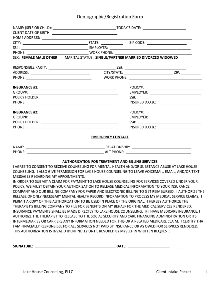 Fillable Online Demographic/Registration Form Fax Email Print - pdfFiller