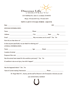 Fillable Online Therapeutic Riding Initial Intake Form - Cheff ...