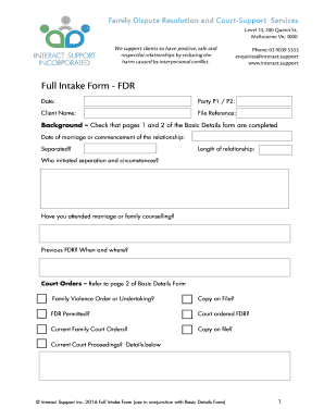 Fillable Online Full Intake Form - FDR Fax Email Print - pdfFiller