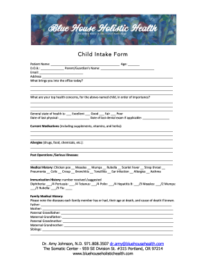 Fillable Online Child Intake Form 12/26/18.docx Fax Email Print - pdfFiller