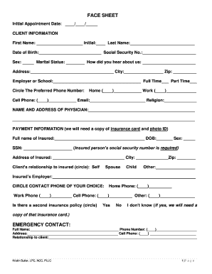 Fillable Online Intake Forms: Kim Lehmann, LPC, NCC, PLLC - The Springs ... Fax Email Print ...