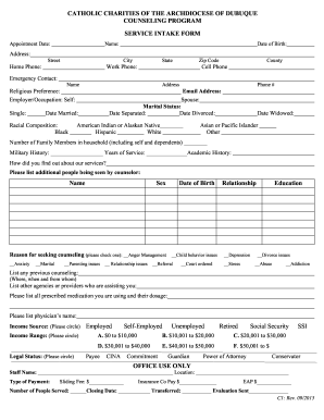 Fillable Online Service Intake Form - Catholic Charities - Dubuque, IA ...