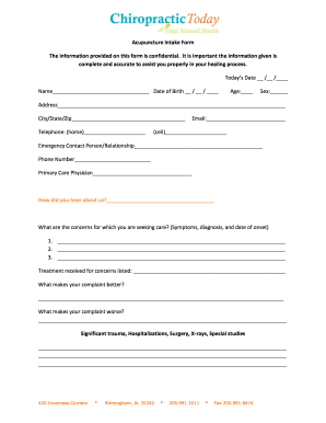 Fillable Online acupuncture intake form - Adjust Your Health Calgary ...