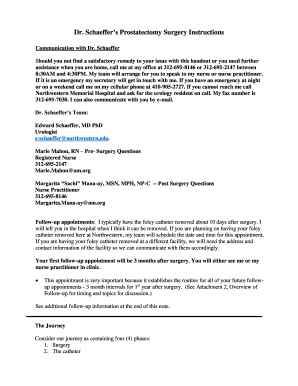 Fillable Online Schaeffers Prostatectomy Surgery Instructions Fax Email ...