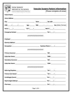 Fillable Online Department of Surgery Appointment Intake Sheet Fax ...